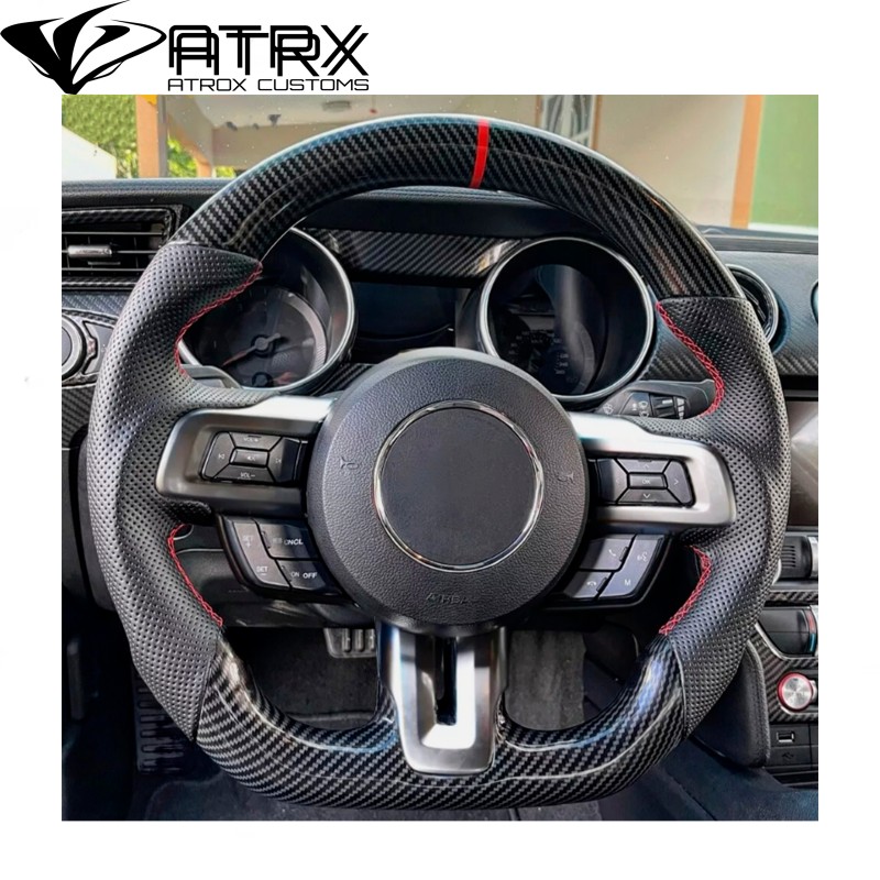 Volante Carbono Piel Red Line Ford Mustang 2018 - 2023