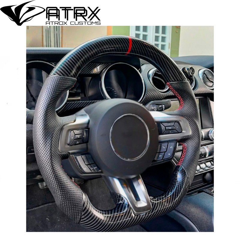 Volante Carbono Piel Red Line Ford Mustang 2018 - 2023